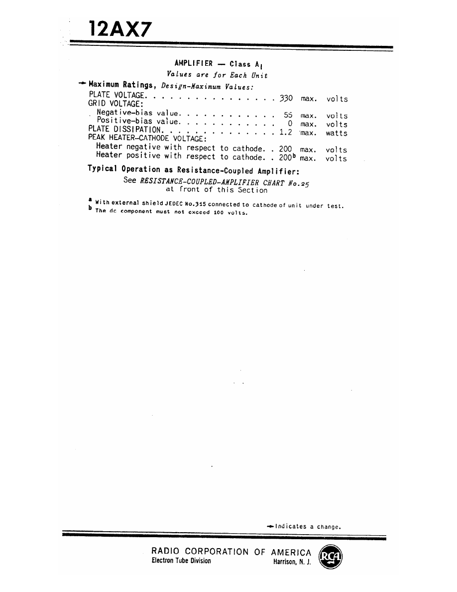 Caracteristicas tecnicas de 12AX7 - Datasheet