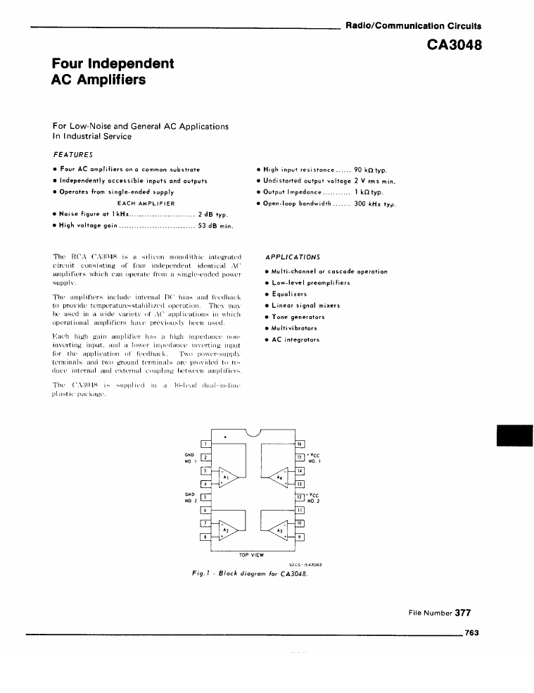 Caracteristicas tecnicas de CA3048 - Datasheet